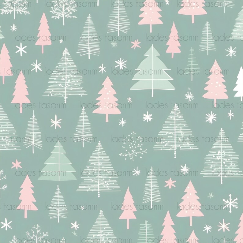 Christmas Digital Paper Set, Snowflake Wallpaper, Christmas Tree ...