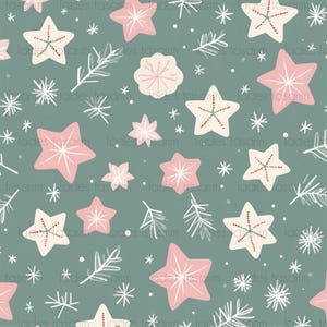 Christmas Digital Paper Set, Snowflake Wallpaper, Christmas Tree ...