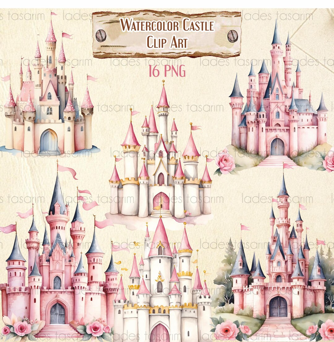 Watercolor Castle Clipart: Princess Castle PNG (digital Download) - Etsy