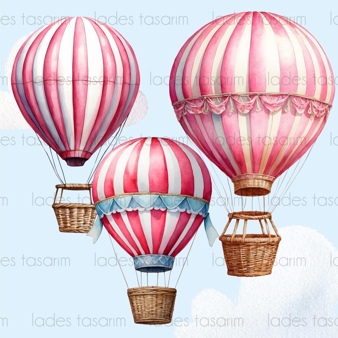 Hot Air Balloon Clipart , Pink Hot Air Balloons , Baby Shower Clipart ...
