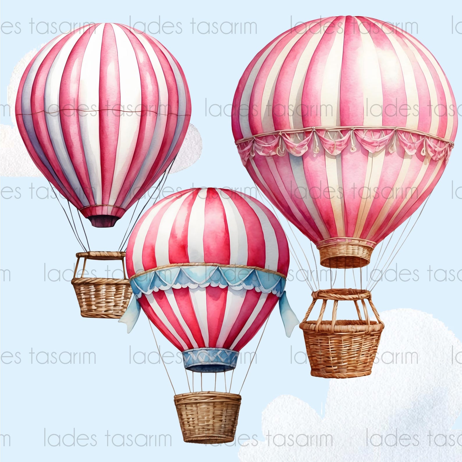 Hot Air Balloon Clipart , Pink Hot Air Balloons , Baby Shower Clipart ...