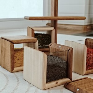 Tiered Spice Rack, Spice Holder, Wooden Boxes for Spices, Wood Tiered ...