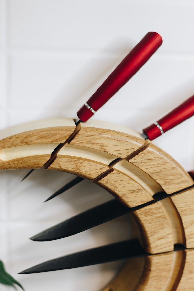 Wooden Knife Holder, Wall Mounted Knife Holder, Knife Block, Knife ...