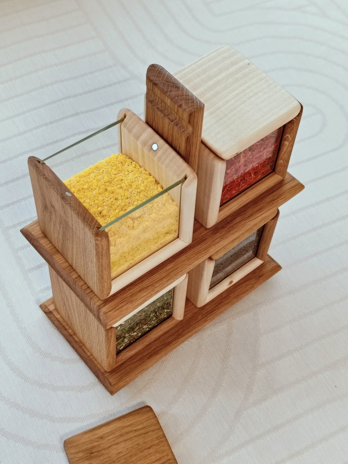 Tiered Spice Rack, Spice Holder, Wooden Boxes for Spices, Wood Tiered ...