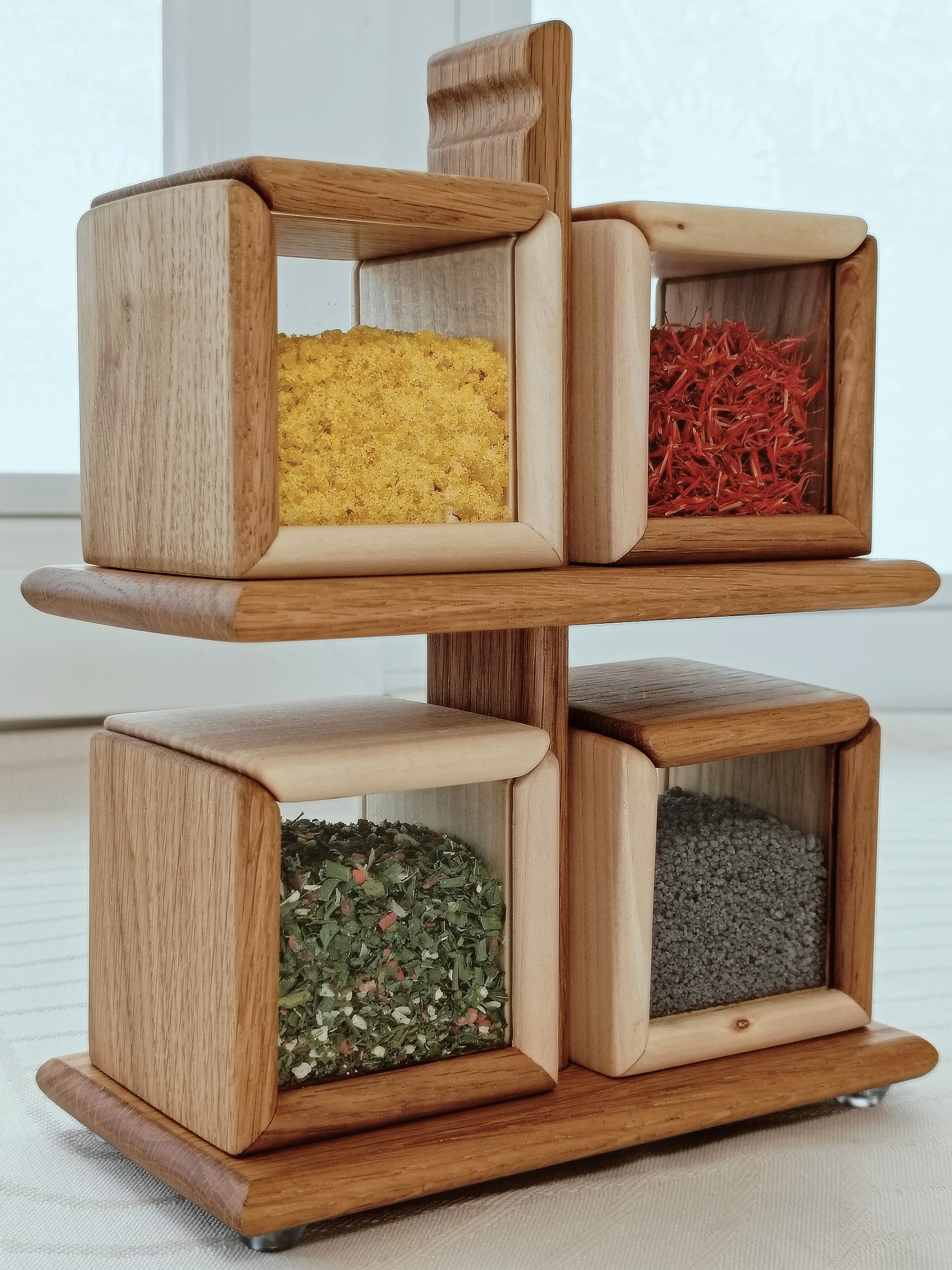 Tiered Spice Rack, Spice Holder, Wooden Boxes for Spices, Wood Tiered ...
