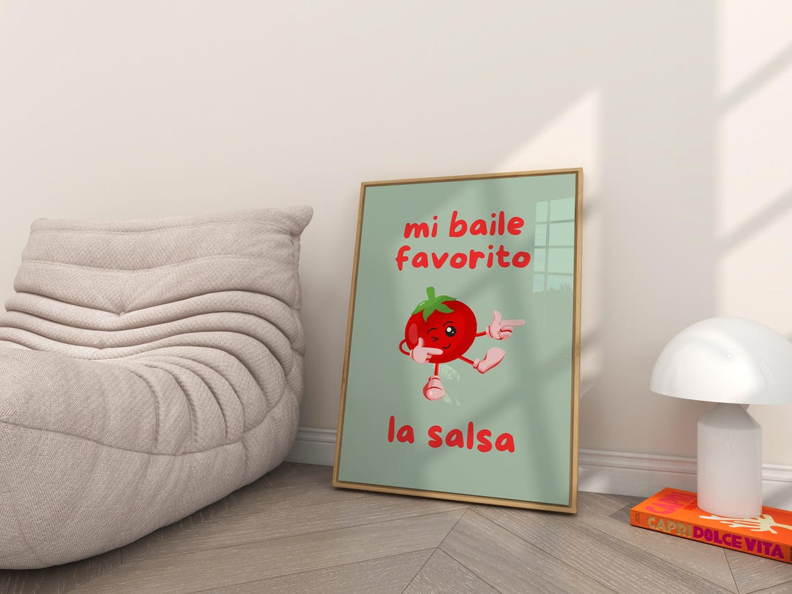 La Salsa Poster | Funny Latino Wall Art | Tomato Wall Art | Gift for ...