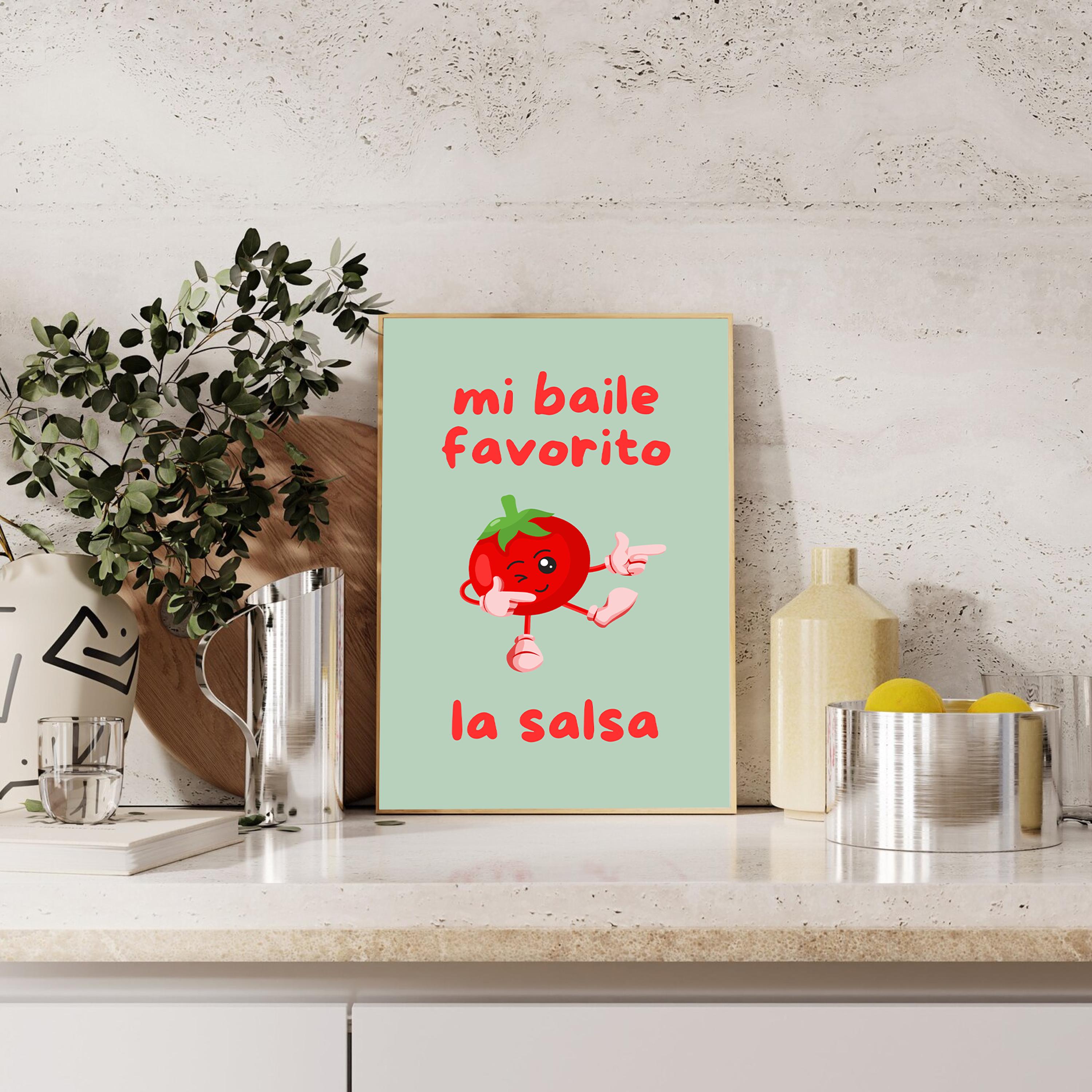 La Salsa Poster | Funny Latino Wall Art | Tomato Wall Art | Gift for ...
