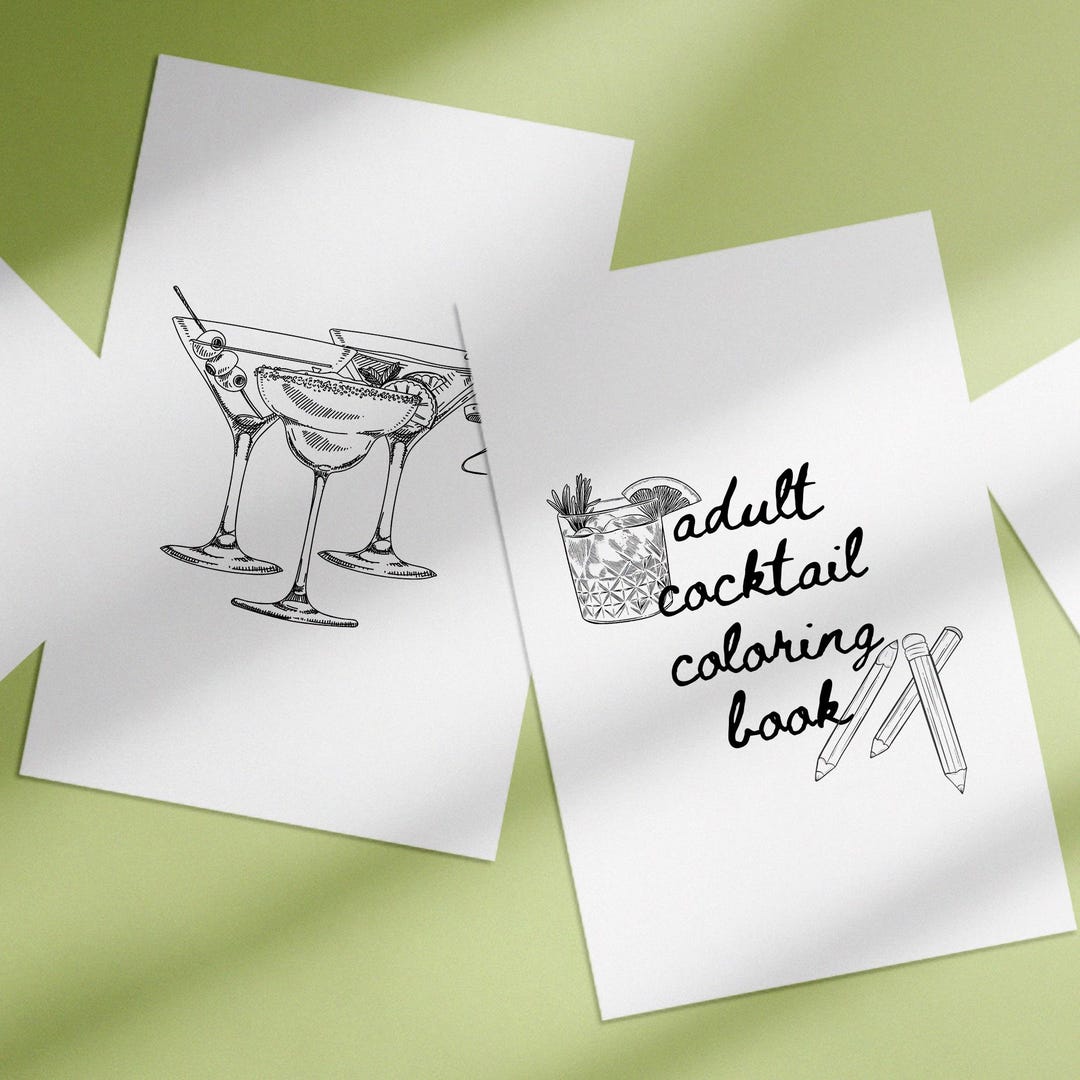 20 PAGE Adult Cocktail Coloring Book, Adult Coloring Pages, Adult ...