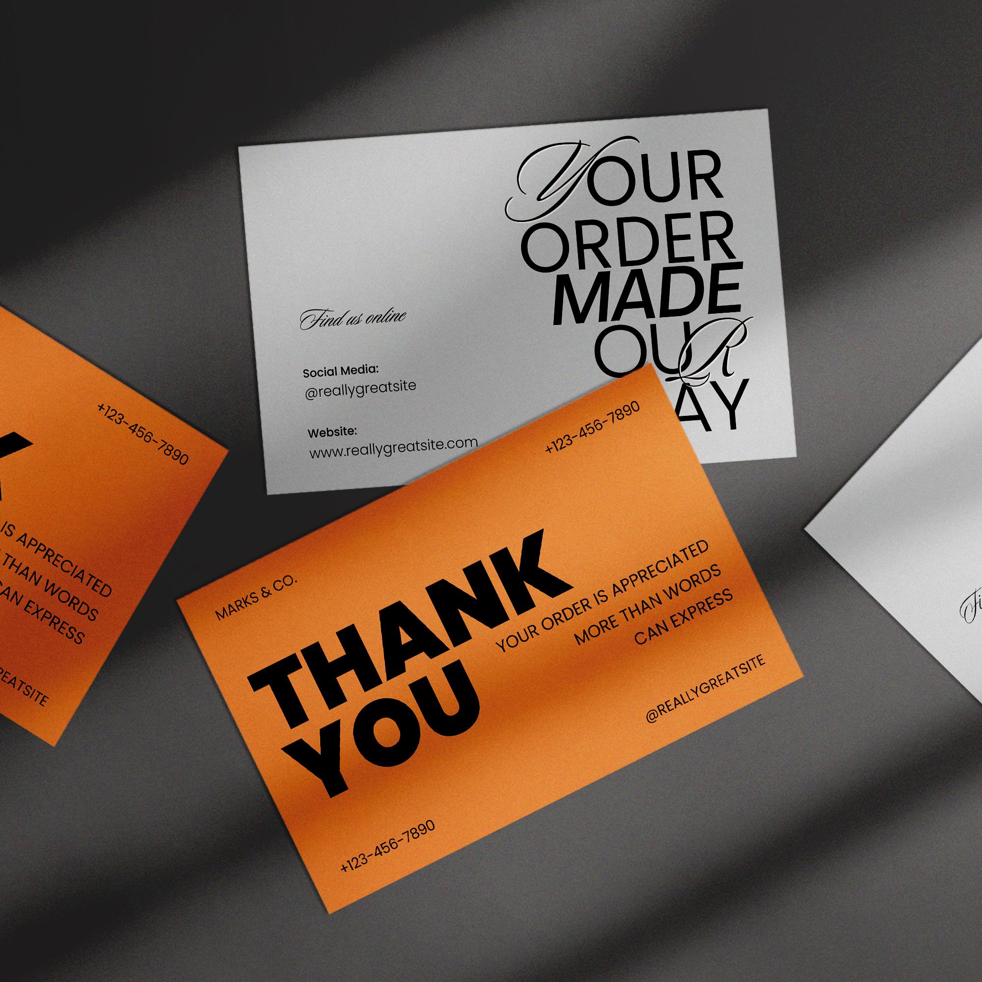 Thank You Card | DIY Marketing Cards Template | Thank You for Order ...