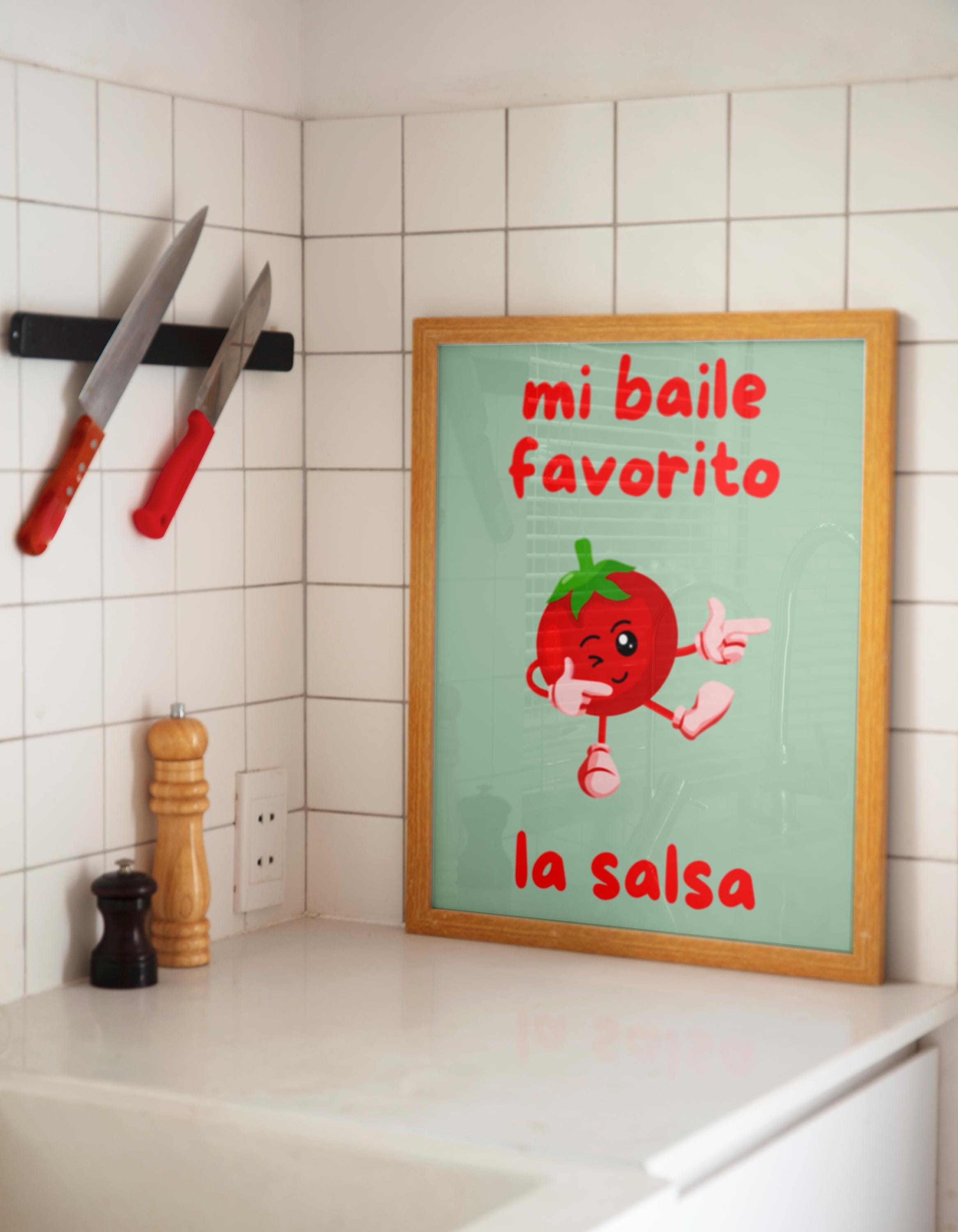 La Salsa Poster | Funny Latino Wall Art | Tomato Wall Art | Gift for ...