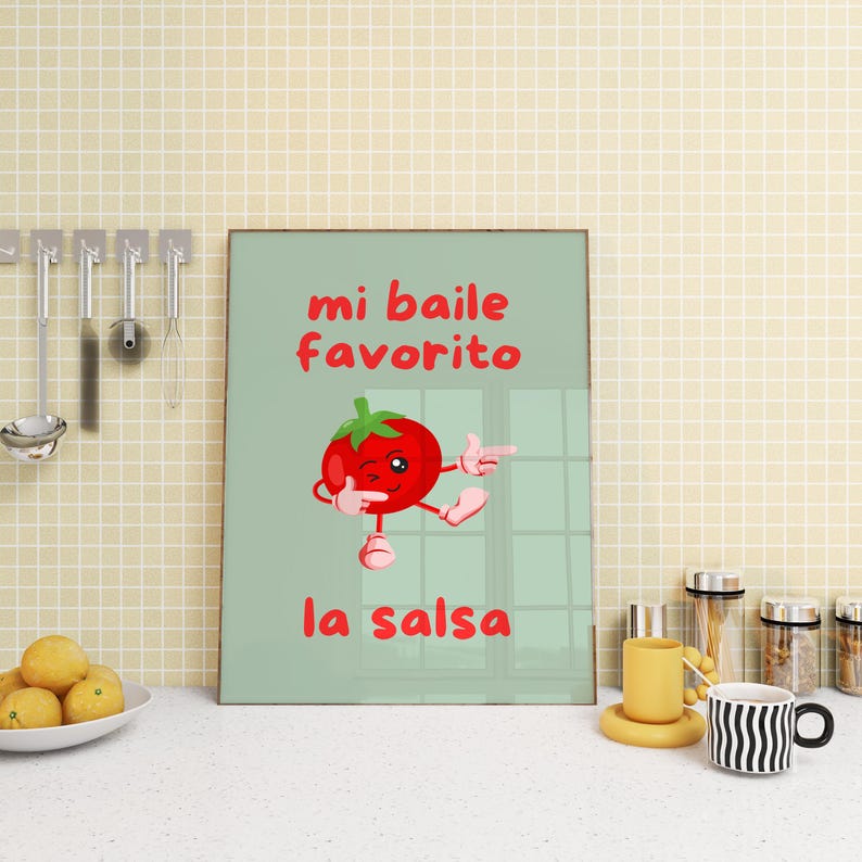 La Salsa Poster | Funny Latino Wall Art | Tomato Wall Art | Gift for ...