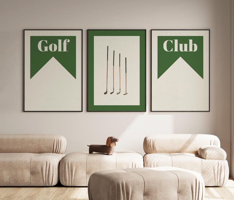 Vintage Golf Club Wall Art Set, Golf Poster, Golf Art, Golf Prints ...