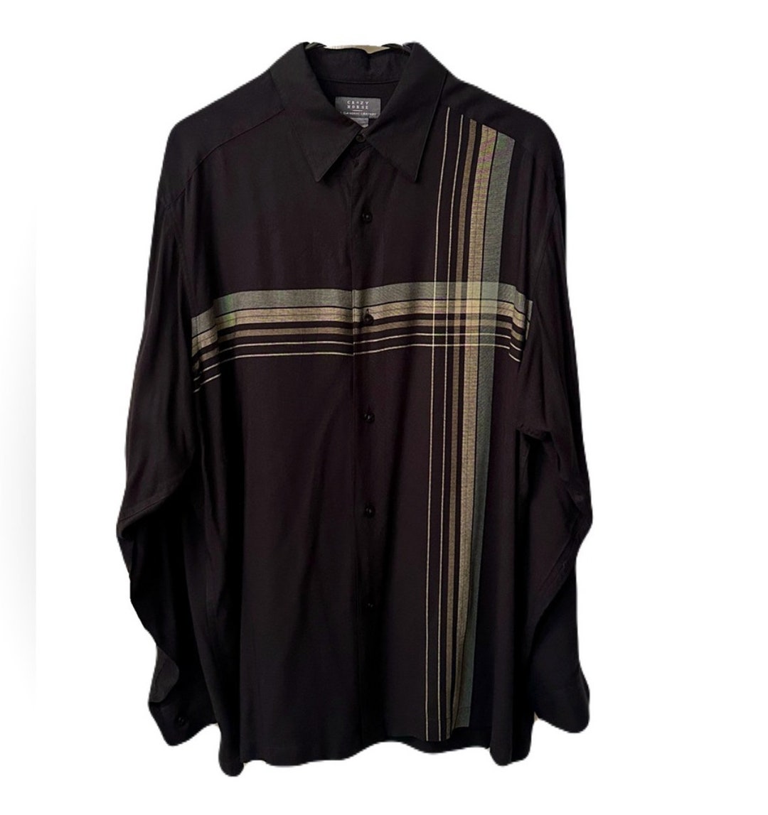 Vintage 90s Crazy Horse Button Down Bowling Stripes Shirt Size - Etsy