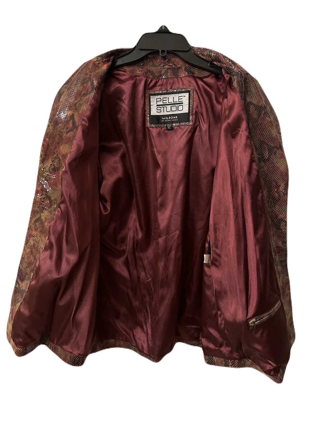 Vintage Wilsons Leather Snake Pattern Jacket Blazer Size XL Maroon ...