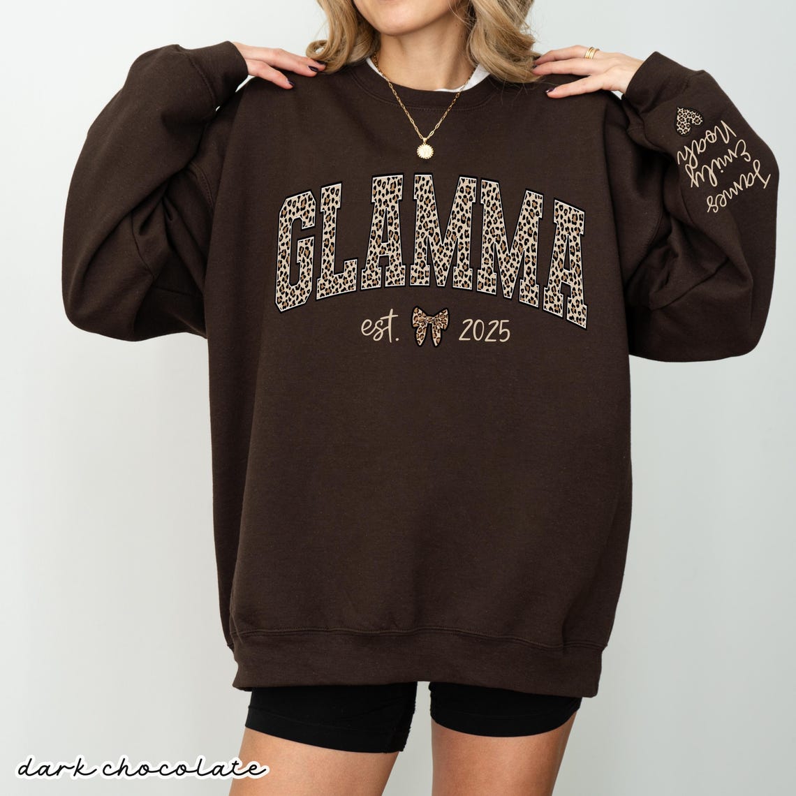 Custom Leopard Glamma Sweatshirt With Kid Name on Sleeve, Personalized ...