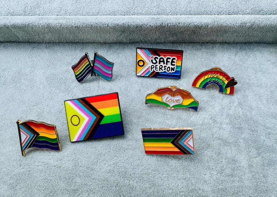 Progress Pride Flag Pin: LGBTQIA+ Enamel Pin Badge - Etsy