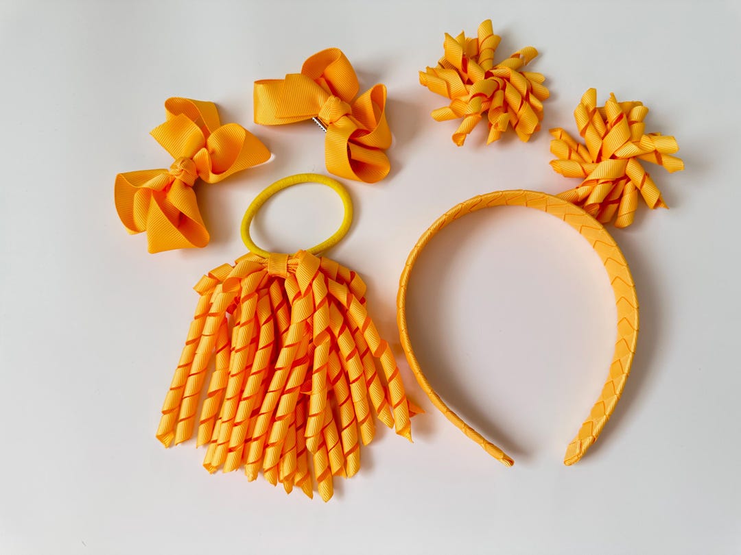 6 School Colour Yellow Gold Ponytail Pigtails Sport Hair Ties Hair ...