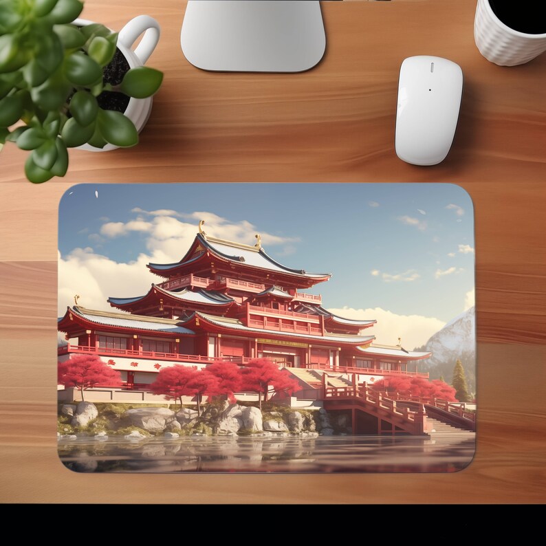 Traditional Japanese Architecture Mouse Pad 7x8.6 Perfect for Your Desk ...