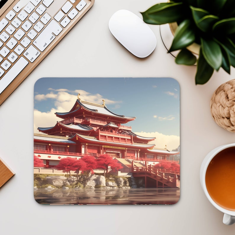 Traditional Japanese Architecture Mouse Pad 7x8.6 Perfect for Your Desk ...