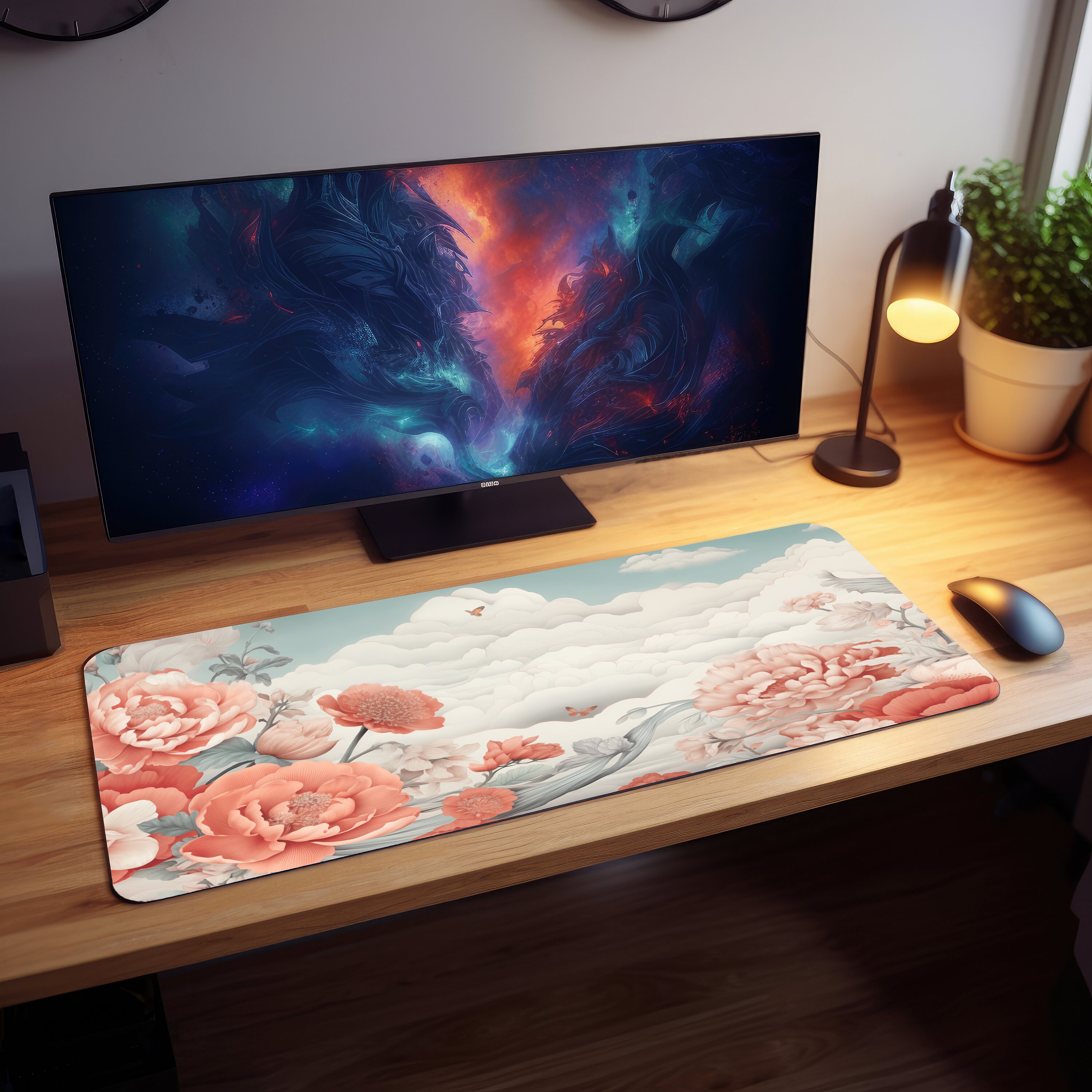 Japanese Ukyo-e Anime Lofi Mouse Mat, Eye-catching Desk Accessory ...