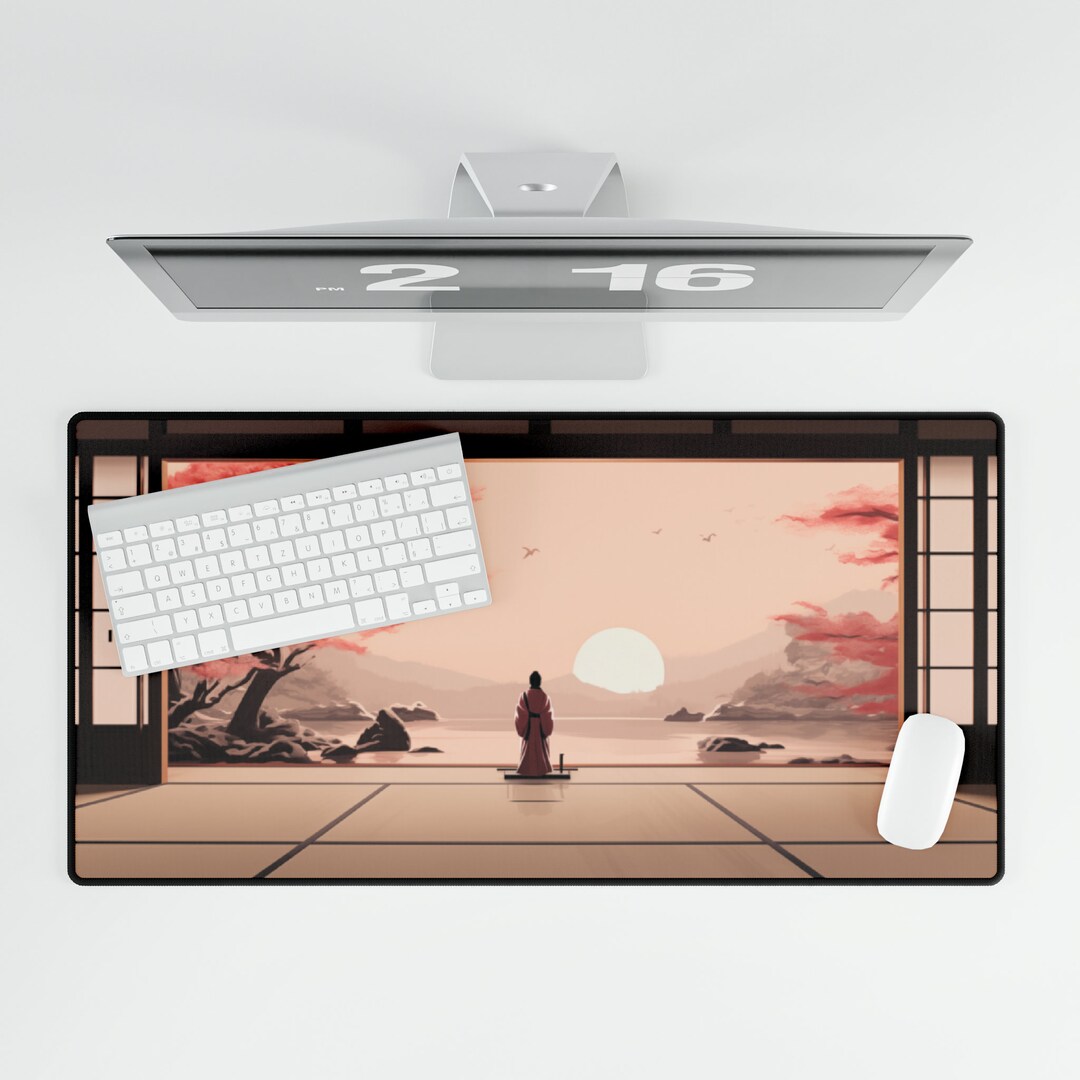 Anime Lofi Temple Sunset Mouse Pad Extra Large 31.5x15.5 Desk Mat for ...