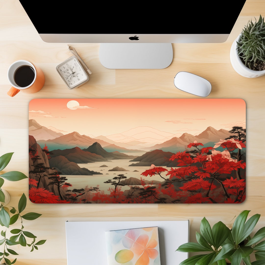 Ukiyo-e Style Mouse Mat 31.5x15.5, Japanese Lofi Anime Design, Perfect ...
