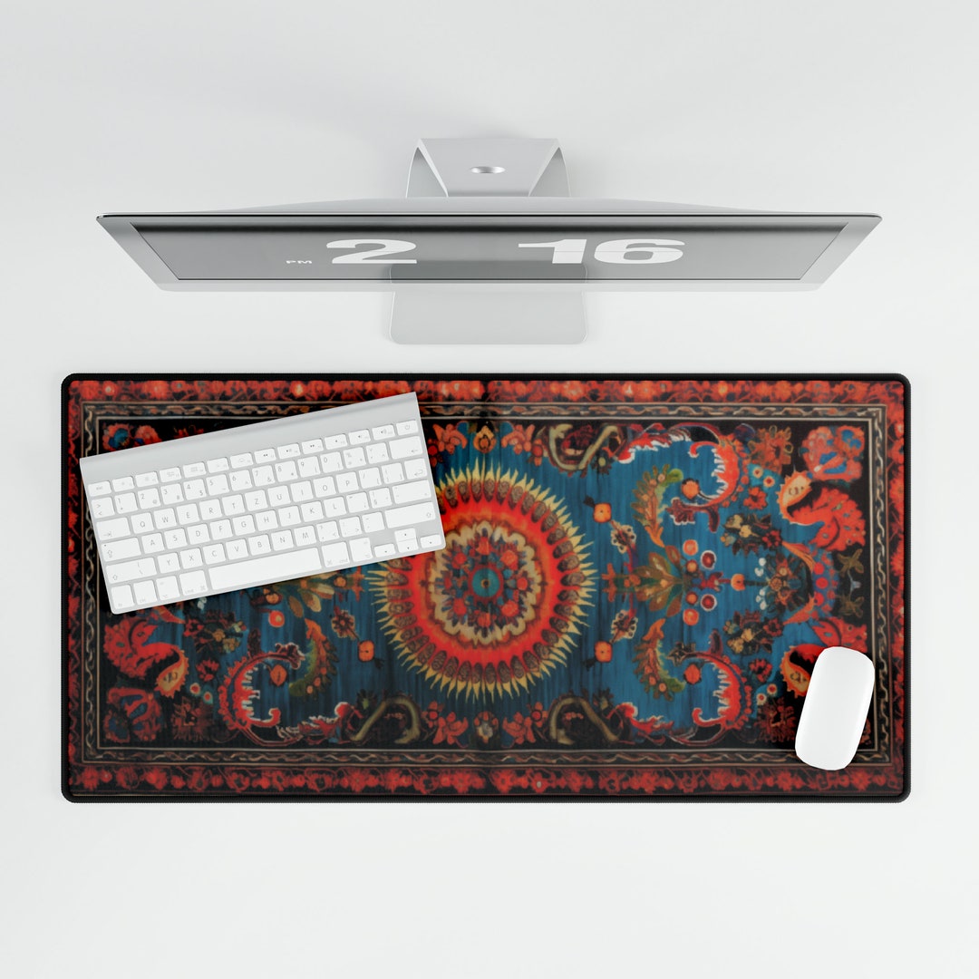 Turkish Rug Mouse Pad Large 31.5x15.5 Desk Mat, Exotic Office Accessory ...