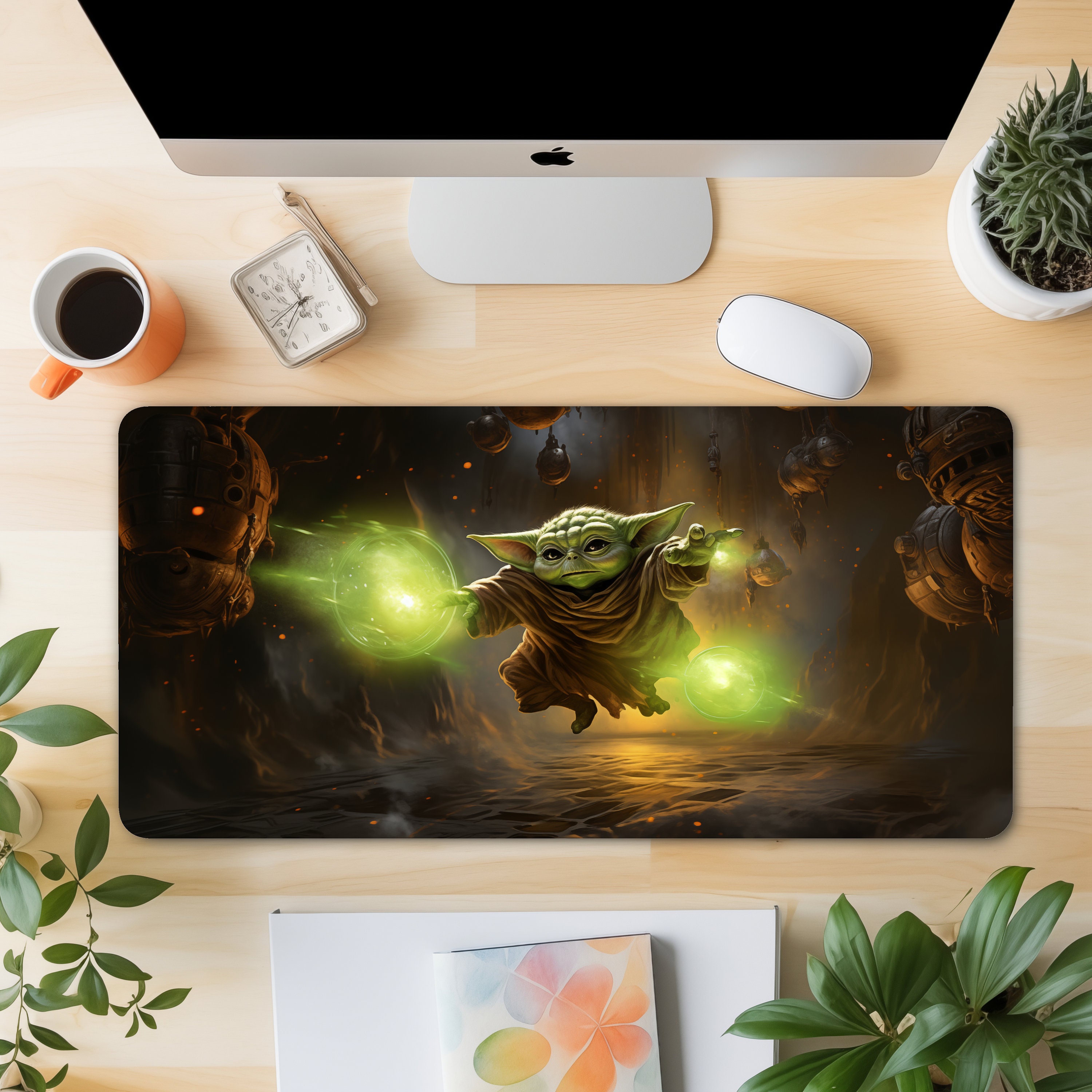 Grogu Mandalorian Mouse Mat, Large 31.5x15.5 Desk Mat, Star Wars Themed ...