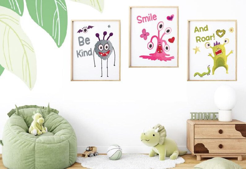 Alien Nursery Wall Prints, Be Kind and Smile With Aliens - Etsy
