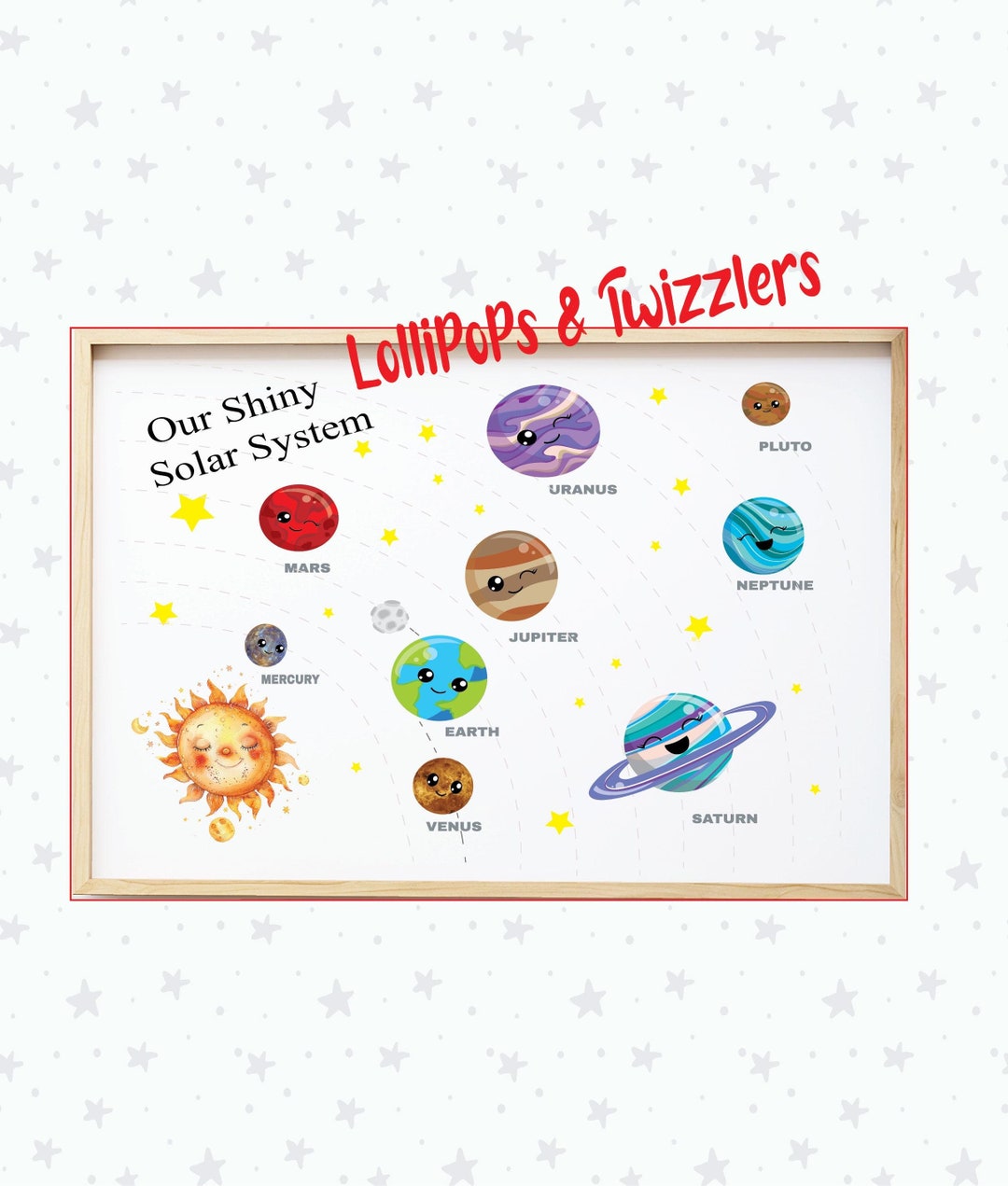 Solar System Nursery Wall Print, Black or White Background, Educational ...