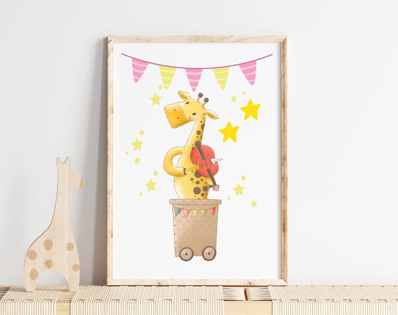 Nursery Wall Prints ,animals in Circus Playing With Musical Instruments ...
