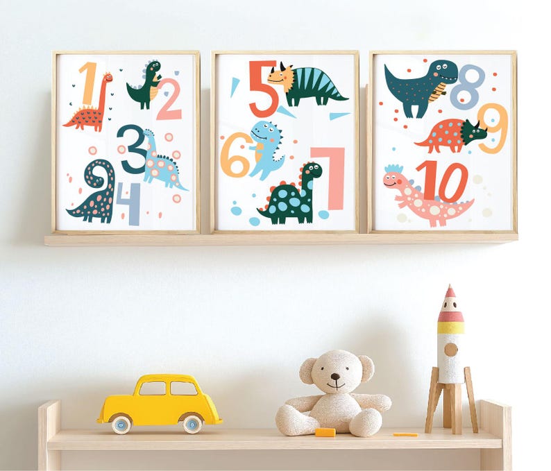 Nursery Wall Prints, Dinosaurs Number Education Wall Print - Etsy