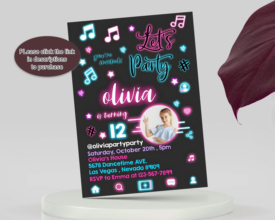 Personalize Tiktok Birthday Invitation Tiktok Invitation - Etsy