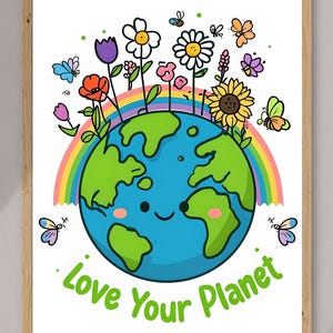 Love Your Planet Earth Day Poster | Eco Friendly Classroom Wall Art | Cute Environmental Digital ...