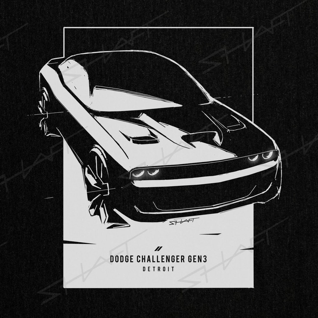 Dodge Challenger Inspired T-shirt Vehicle Minimalist Graphic ...