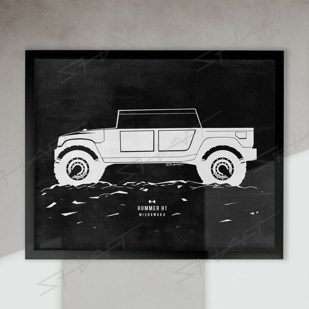Hummer H1 Framed Poster Side View Vehicle Minimalist Graphic ...