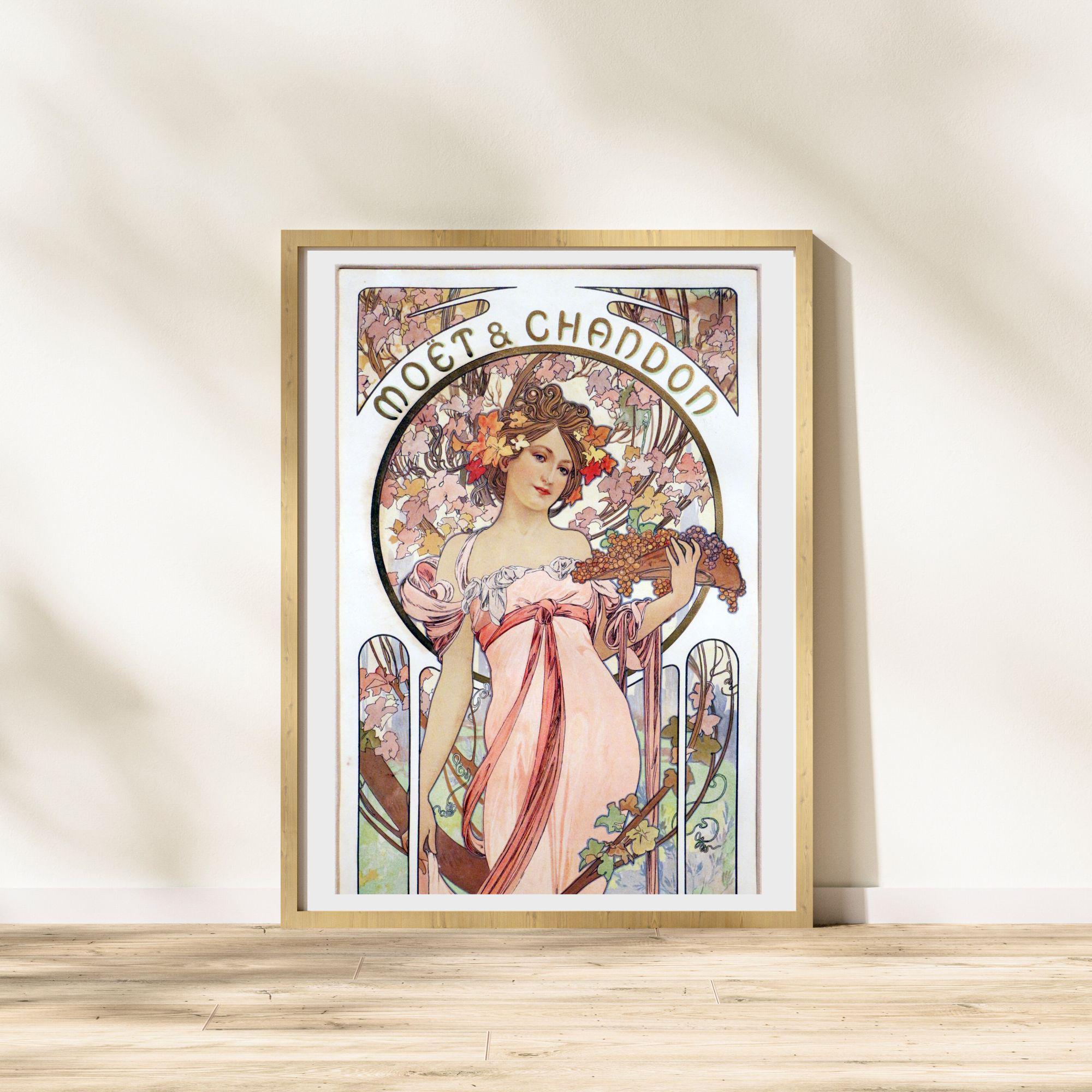 Alfons Mucha | Champagne Moët Poster | Art Nouveau | Vintage Art Print ...