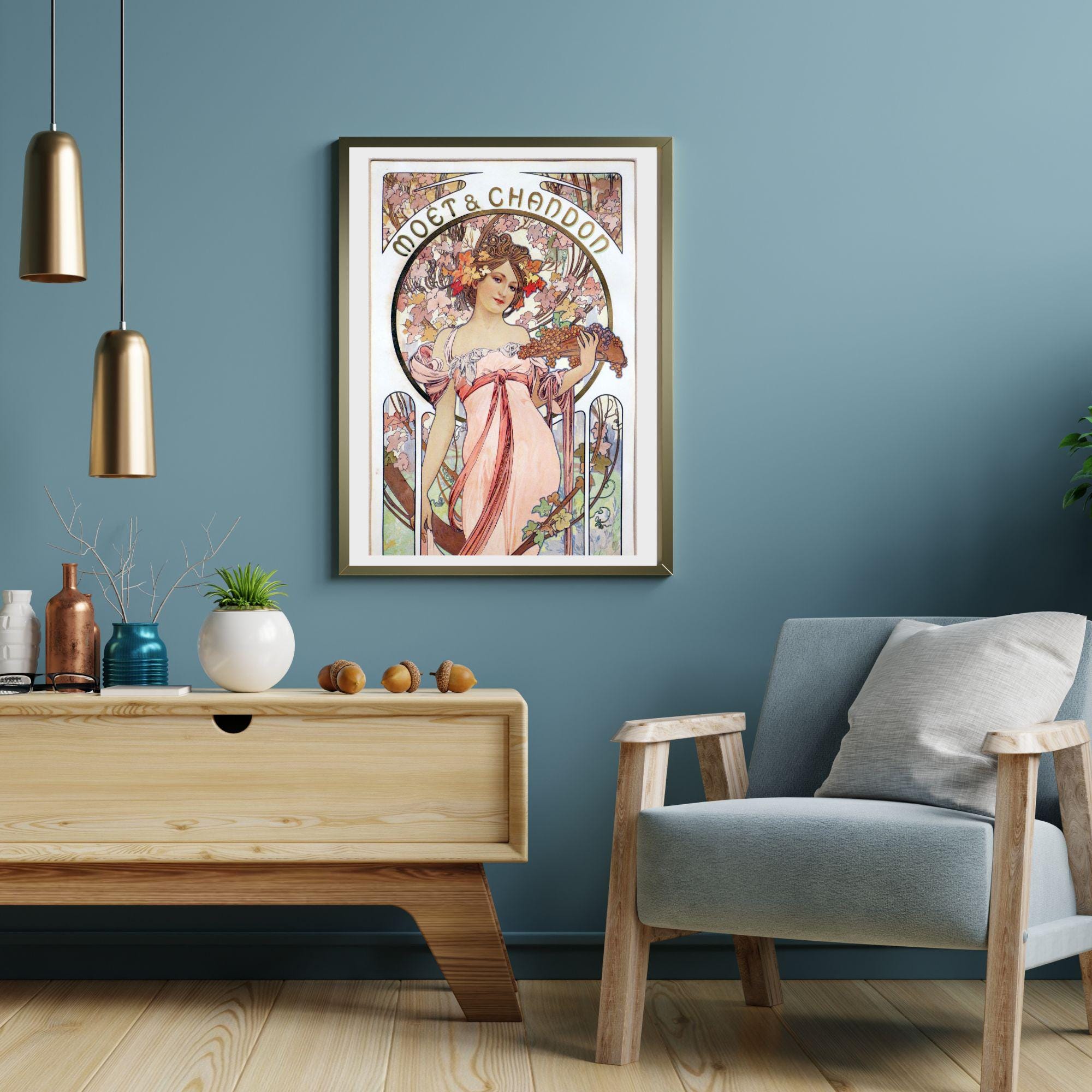 Alfons Mucha | Champagne Moët Poster | Art Nouveau | Vintage Art Print ...