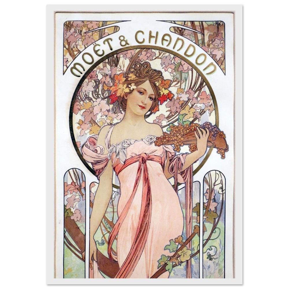 Alfons Mucha | Champagne Moët Poster | Art Nouveau | Vintage Art Print ...