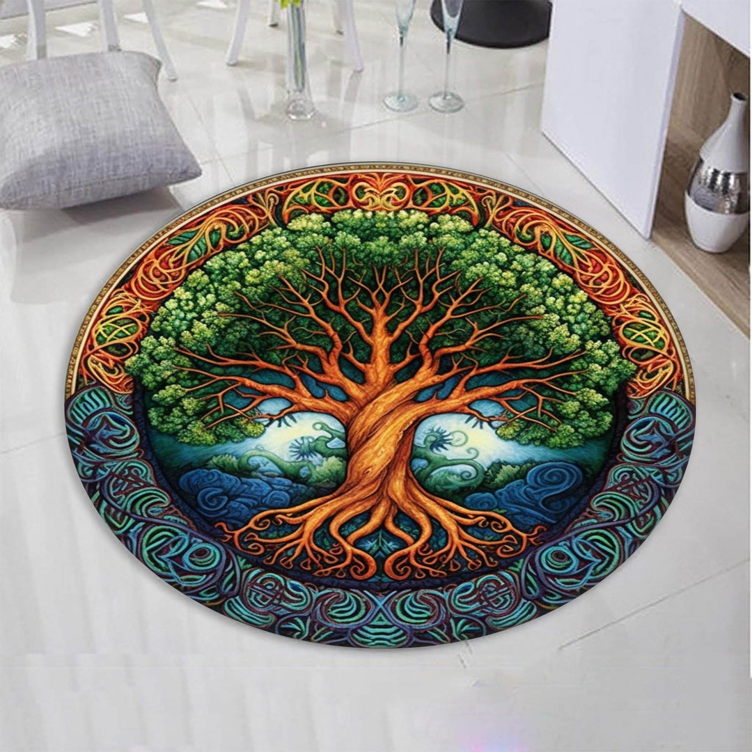 Tree of Life Rug, Tree of Life, Tree of Life Round Rug, Tree of Life ...