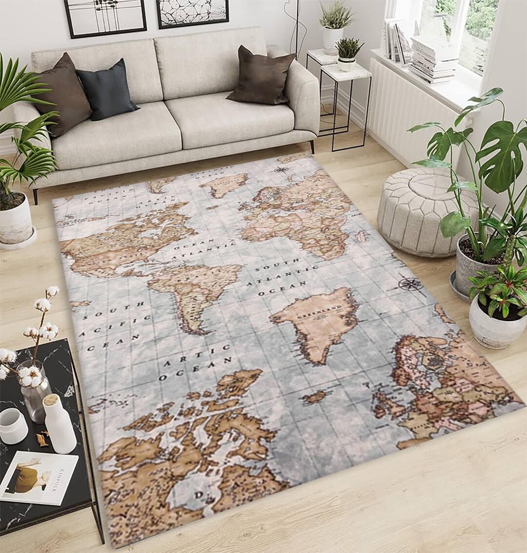Map Rug, Map Design Rug, Customizable Rug, Teen Room Rug, Map ...