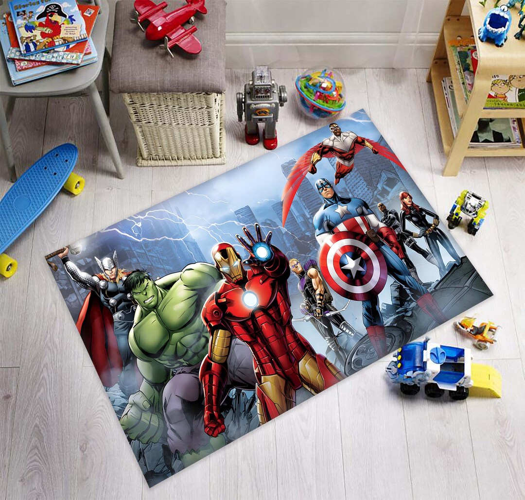 Superhero Rug Superhero Movie Character Rug Cartoon - Etsy