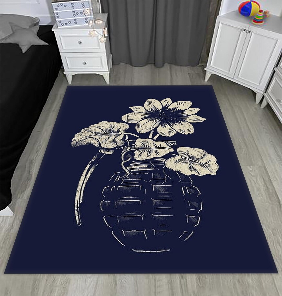 Hand Grenade, Grenade Rug, Flower Pattern Rug, Flower Rug, Sunflower ...