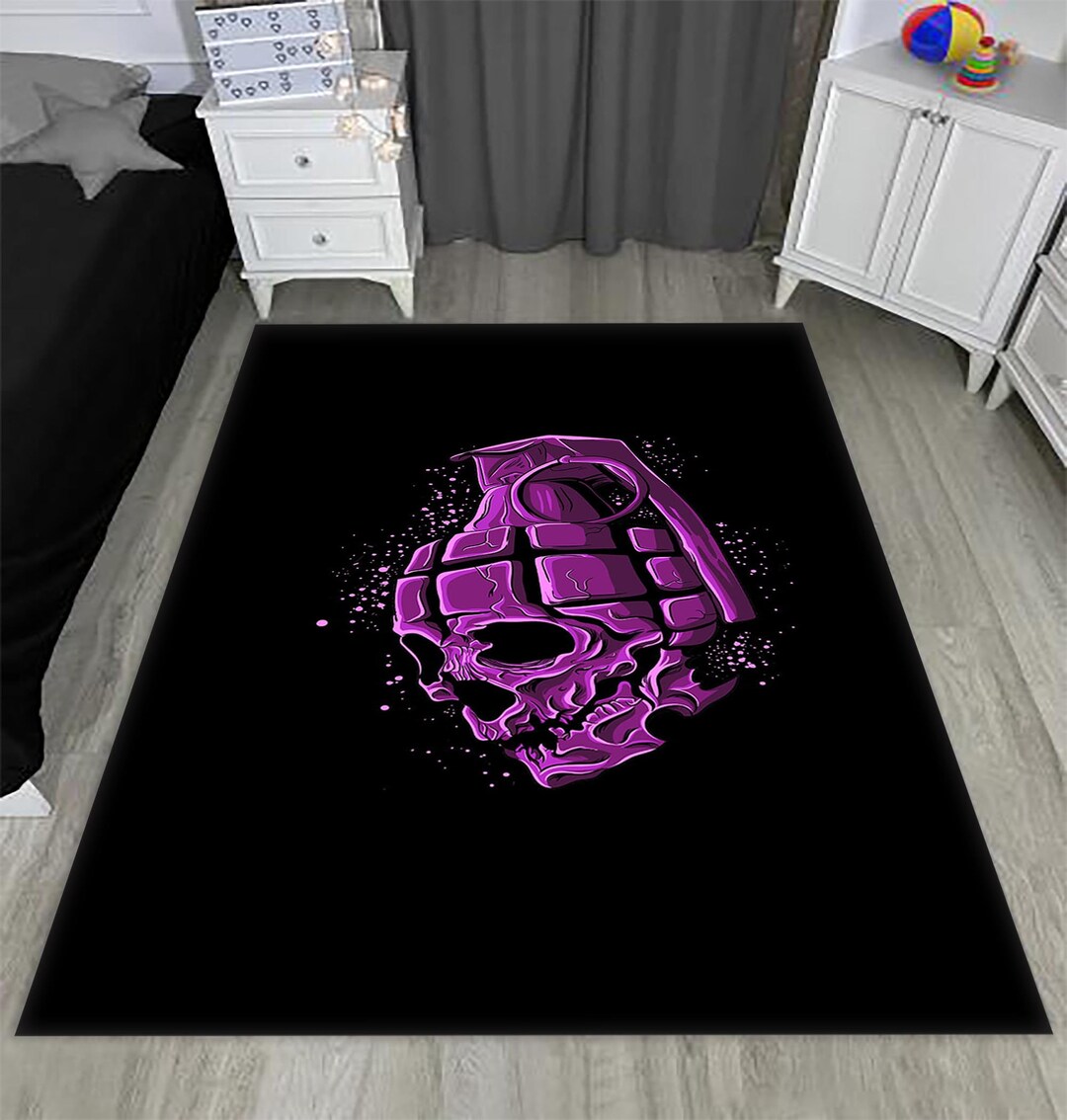 Hand Grenade, Grenade Rug, Skull Pattern Rug, Skeleton Rug, Brass ...