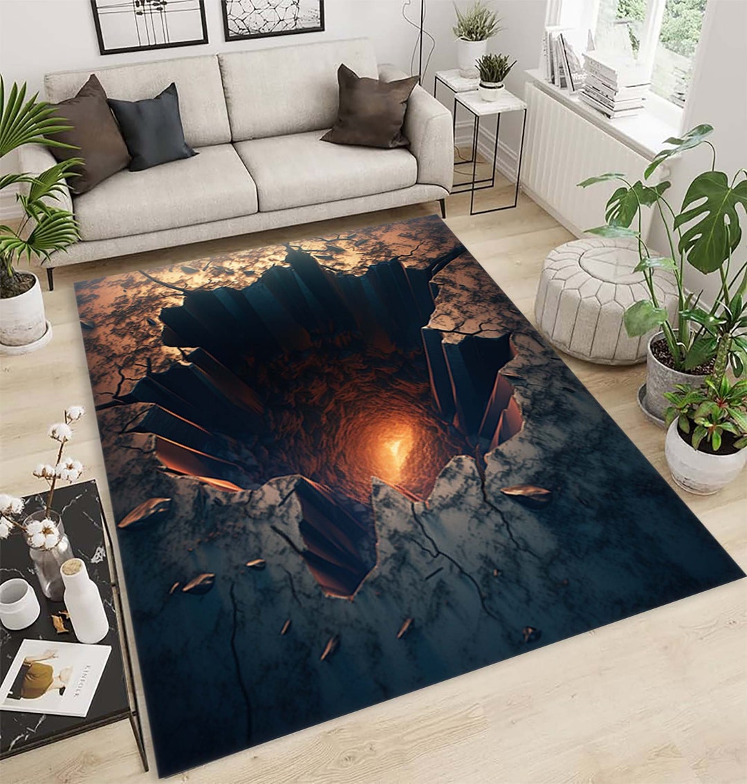 Vortex Rug, 3D Rug, Illusion Design Rug, 3D Illusion Rug, Broken ...