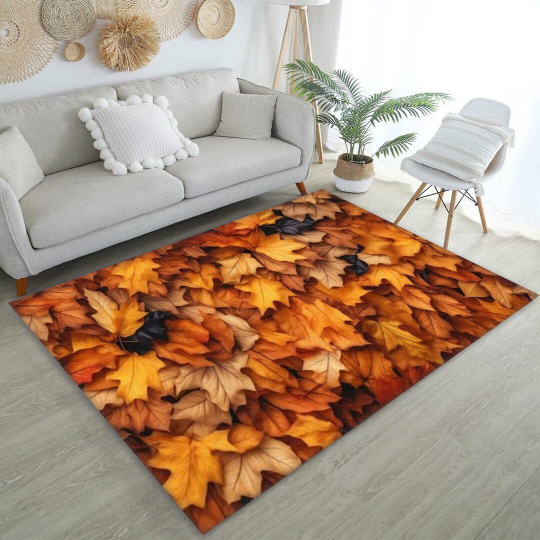 Autumn Rug, Leaf Patterned Rug, Fall Area Rug, Fall Rug, Floral Rug ...