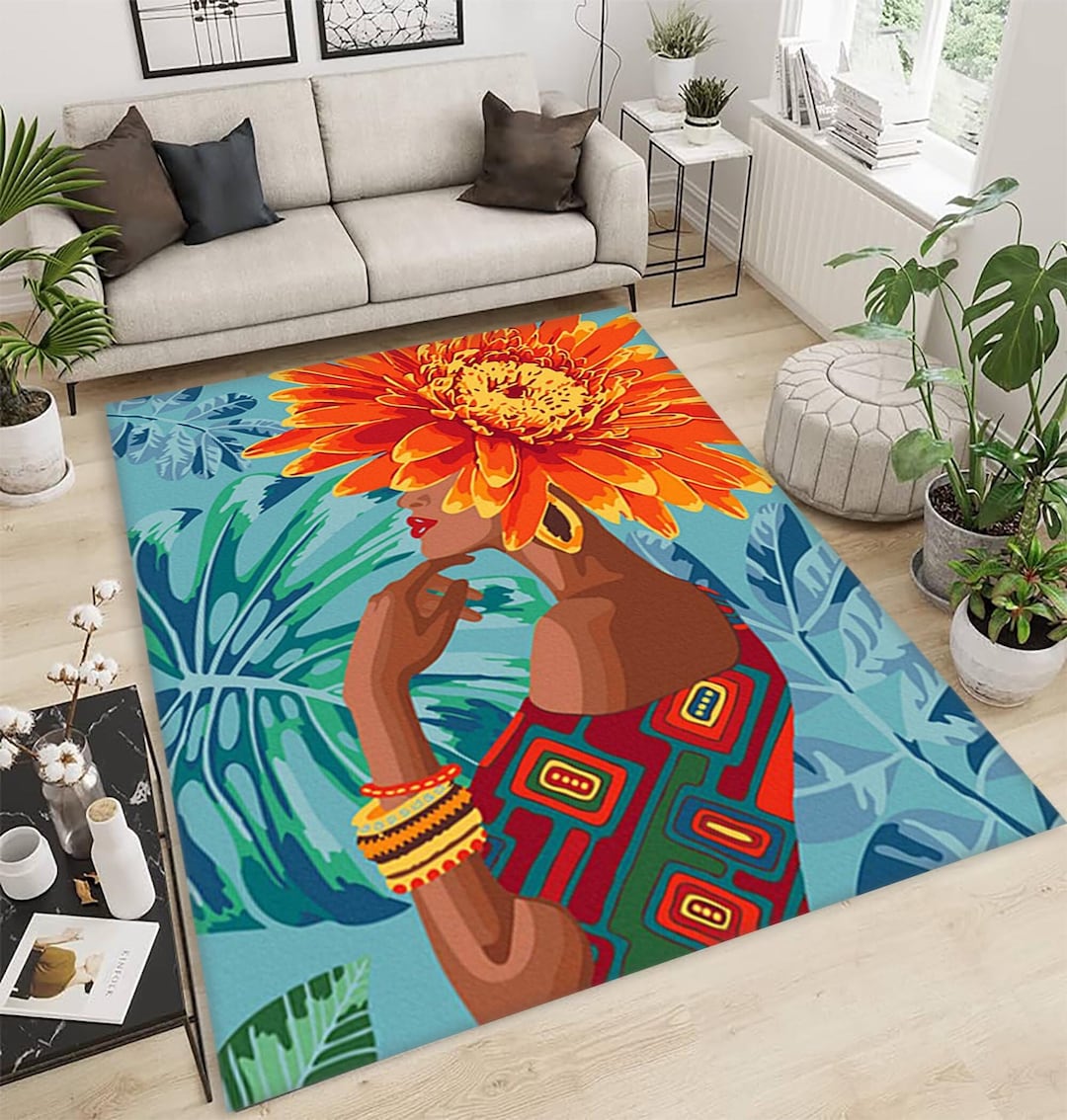 Tapis à motif africain tapis fille africaine tapis à motif - Etsy France