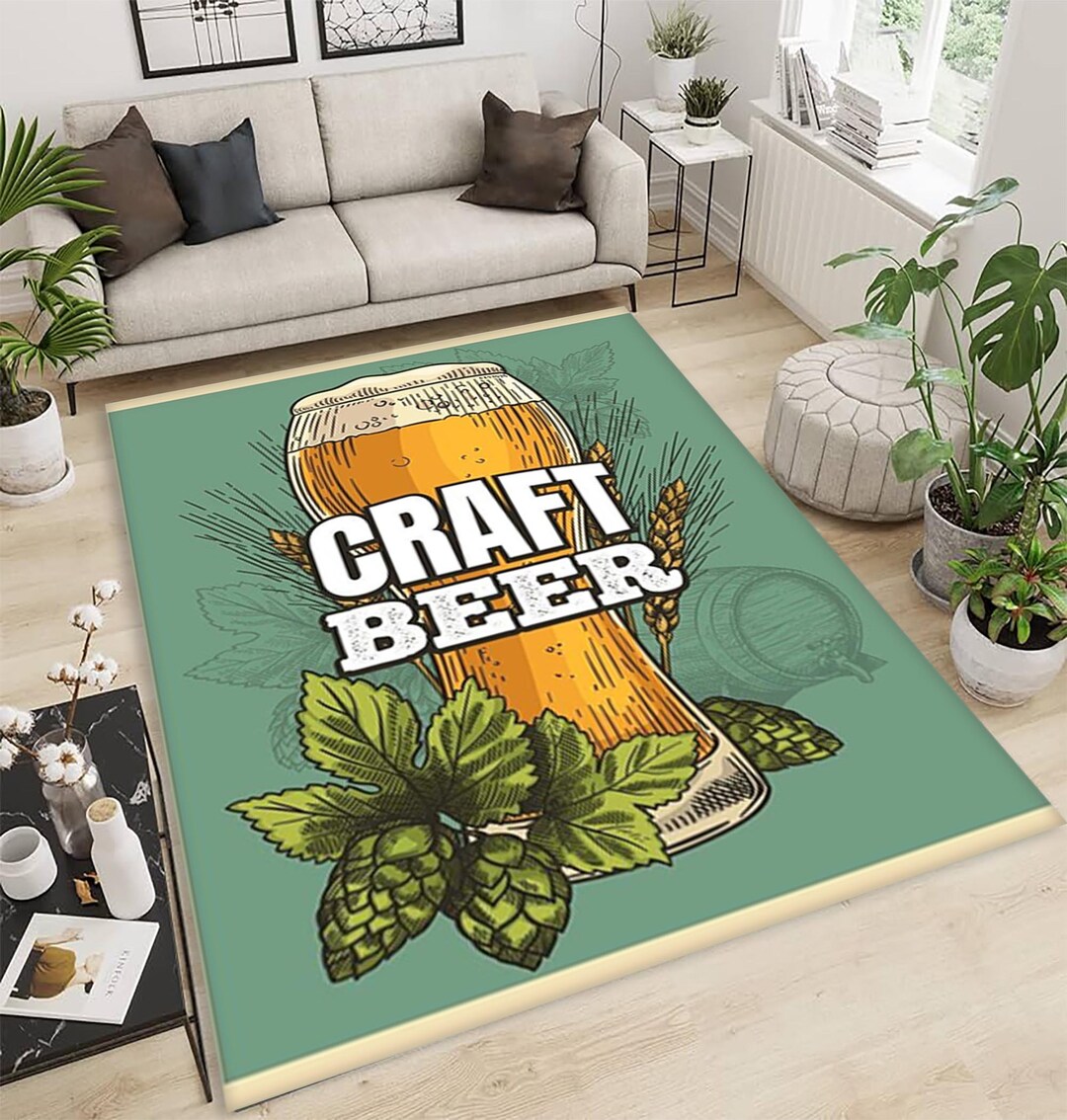Beer Rug, Beer Pattern Rug, Kitchen Rug, Retro Rug, Retro Design Rug ...