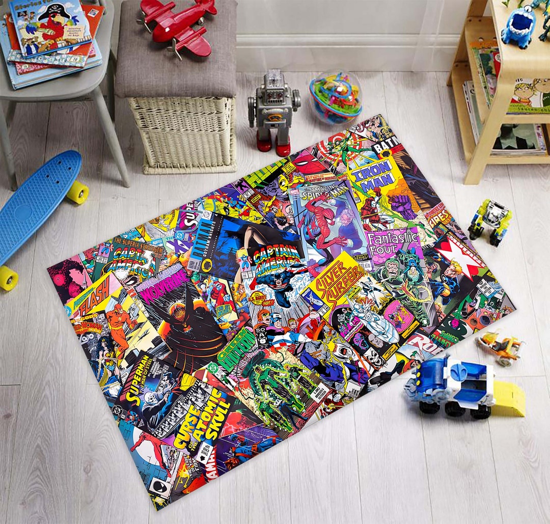 Superhero Rug Superhero Movie Character Rug Cartoon - Etsy