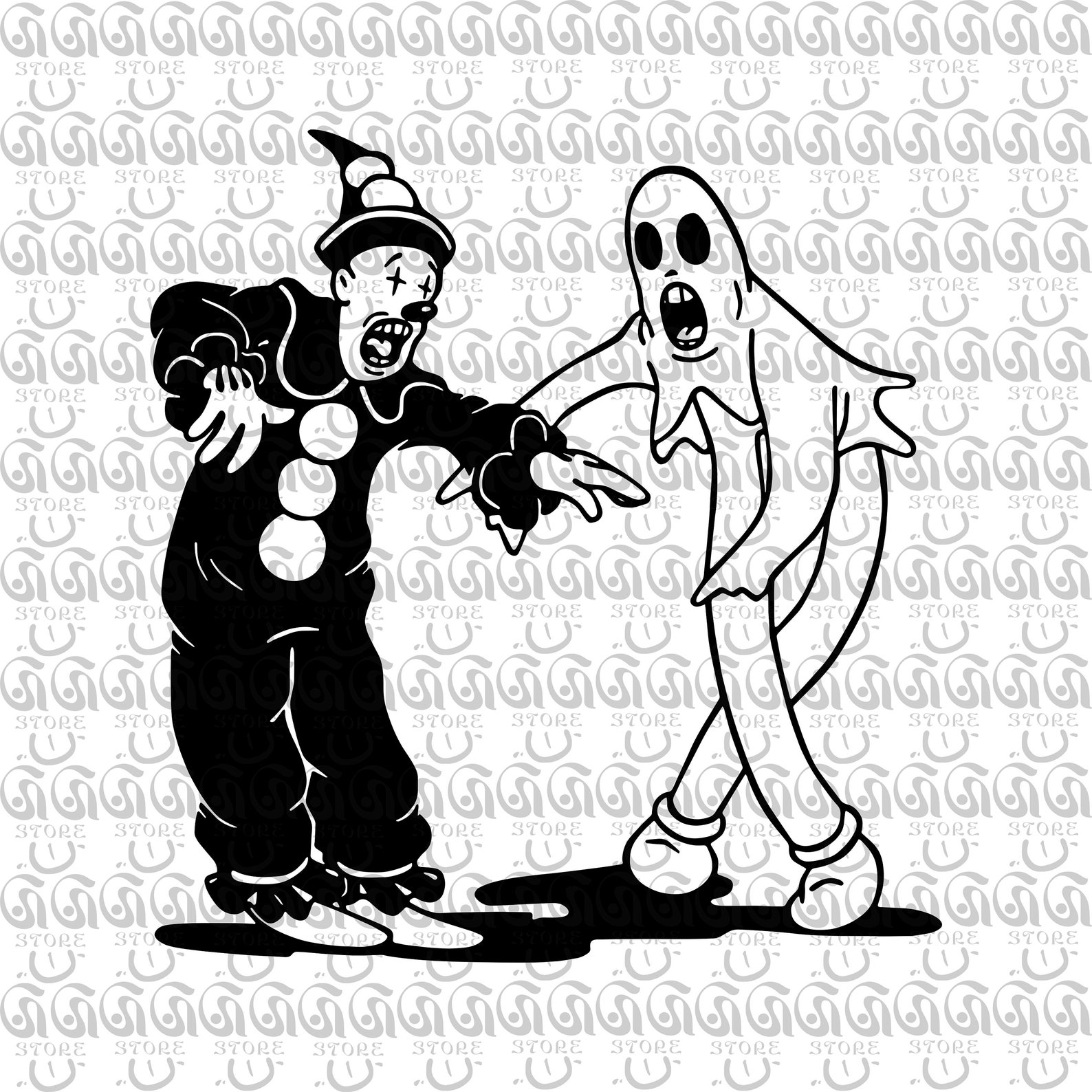 Dancing Ghost and Koko SVG, Clown SVG, Ghost SVG, Koko the Clown Svg ...